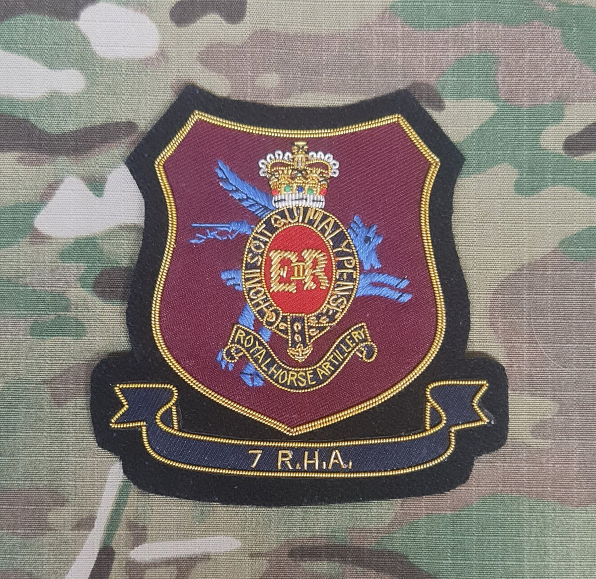 7 (Para) Royal Horse Artillery RHA Hand Embroidered Wire Bullion Blaze ...