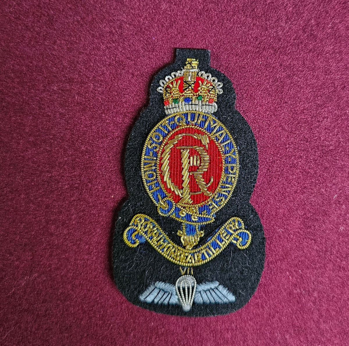 7 (Parachute) Royal Horse Artillery (RHA) Hand Embroidered Wire Bullio ...